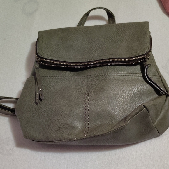 Bags | Stylish Green Leather Backpack Purse | Poshmark